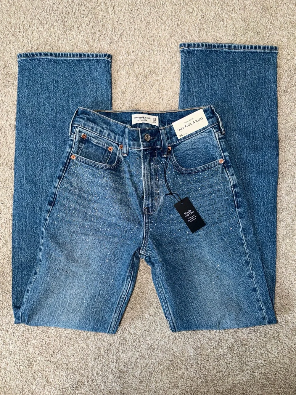 Abercrombie & Fitch | Jeans | High Rise 9s Relaxed Shiny Embellished ...